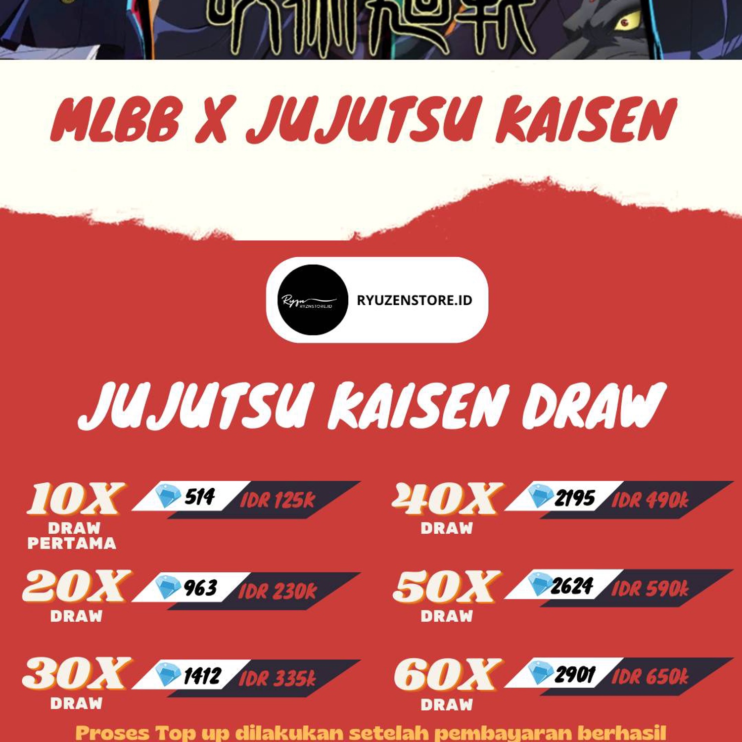 MLBB X JJK 30 KALI DRAW (1412) diamond | Setoko