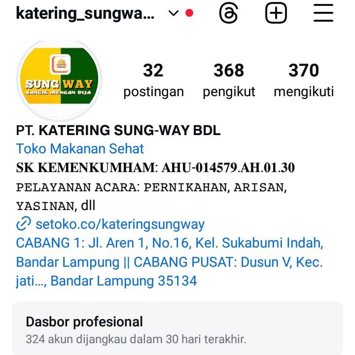 PT. KATERING SUNGWAY BANDARLAMPUNG | Setoko