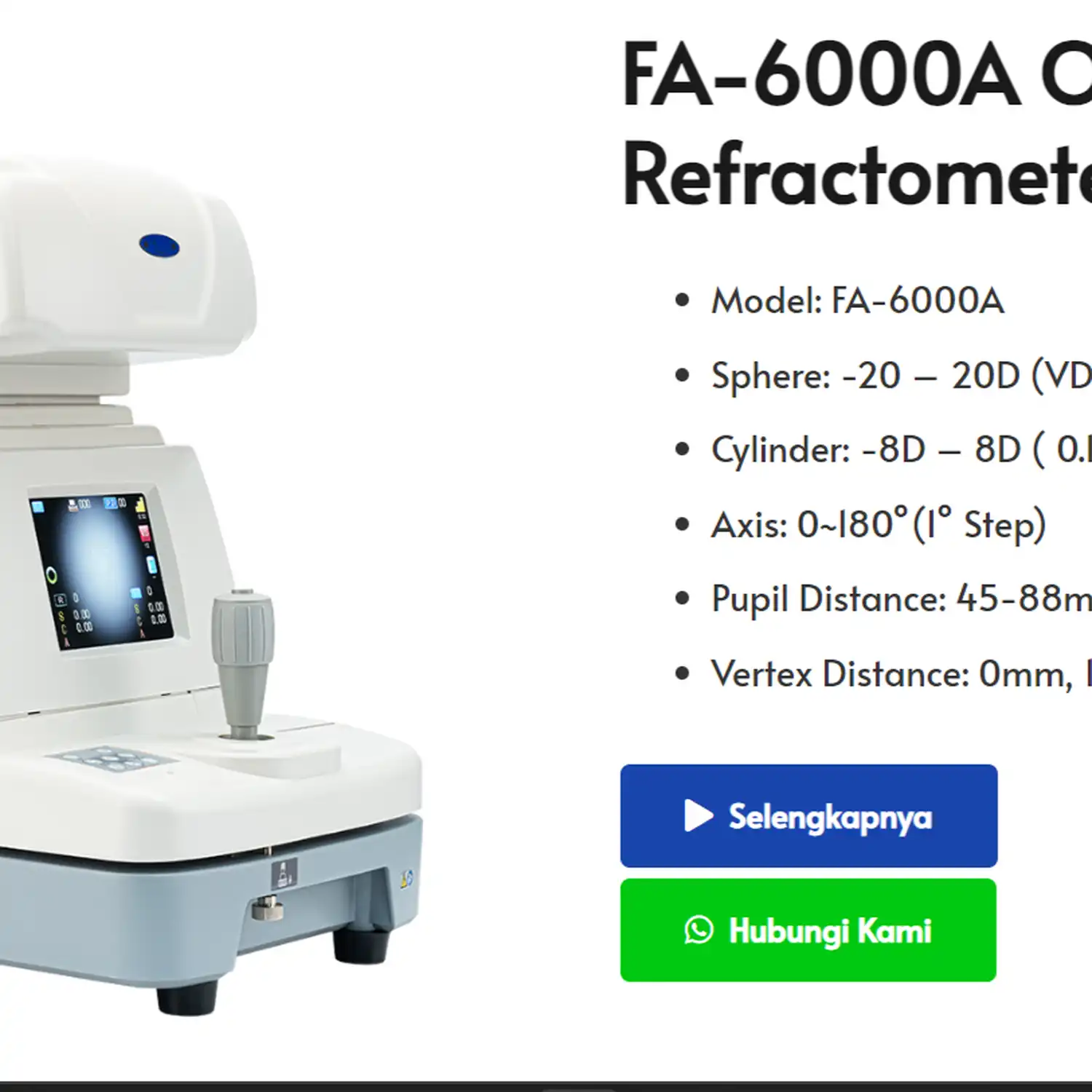 Mesin FA-6000A Optometry Auto Refractometer | SMS Jakarta