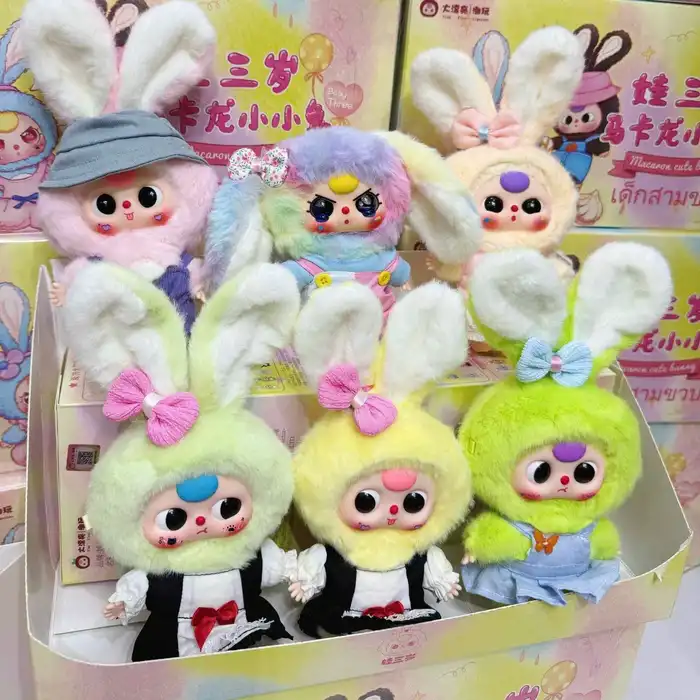 Baby Three Rabbit Macaron Cute Bunny Plush Series Blind Box | Setoko