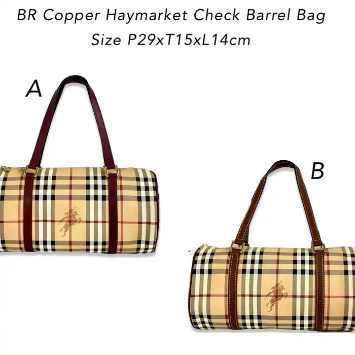Burberry Copper Haymarket Check Barrel Bag | Setoko